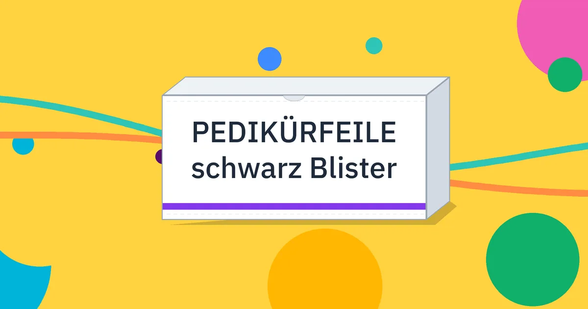 Symbolbild: Packung mit der Aufschrift PEDIKÜRFEILE schwarz Blister (PZN 01604711) – Verfügbarkeit und Bezug in Apotheken in Frankfurt am Main