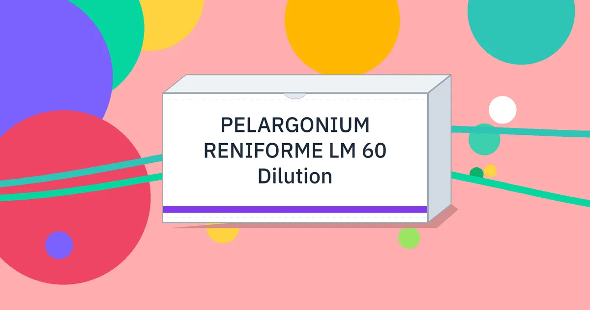 Symbolbild: Packung mit der Aufschrift PELARGONIUM RENIFORME LM 60 Dilution (PZN 13633497) – Verfügbarkeit und Bezug in Apotheken in Frankfurt am Main