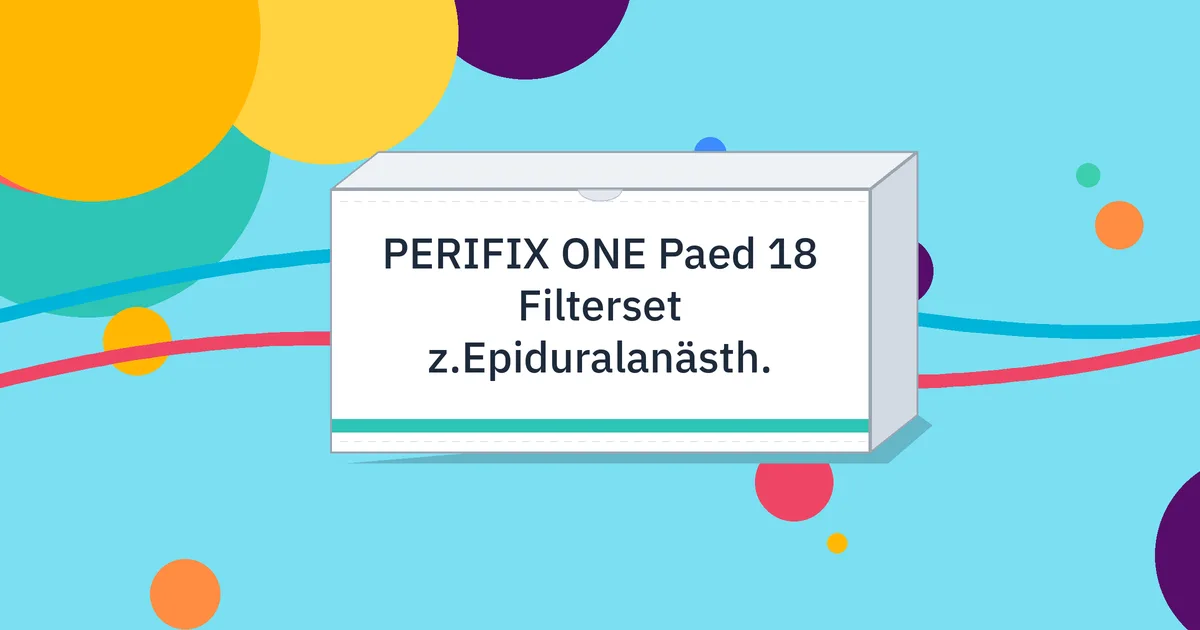 Symbolbild: Packung mit der Aufschrift PERIFIX ONE Paed 18 Filterset z.Epiduralanästh. (PZN 06864121) – Verfügbarkeit und Bezug in Apotheken in Frankfurt am Main