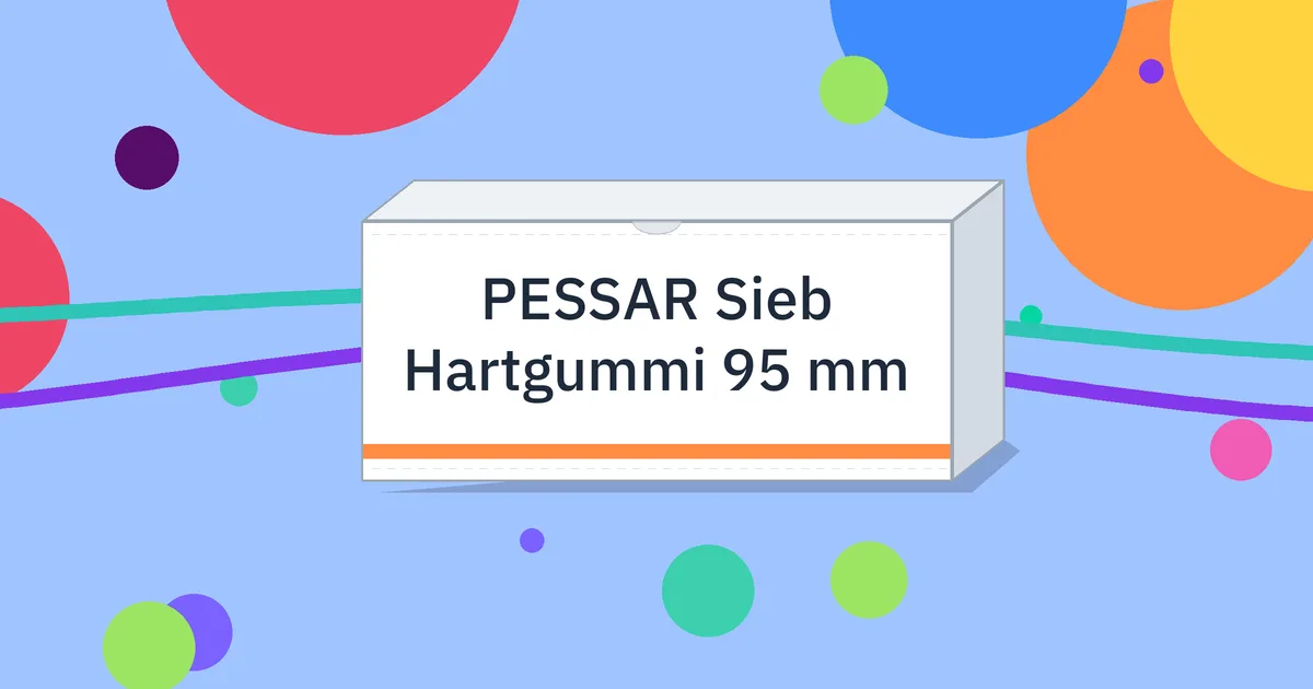 Symbolbild: Packung mit der Aufschrift PESSAR Sieb Hartgummi 95 mm (PZN 01734081) – Verfügbarkeit und Bezug in Apotheken in Frankfurt am Main