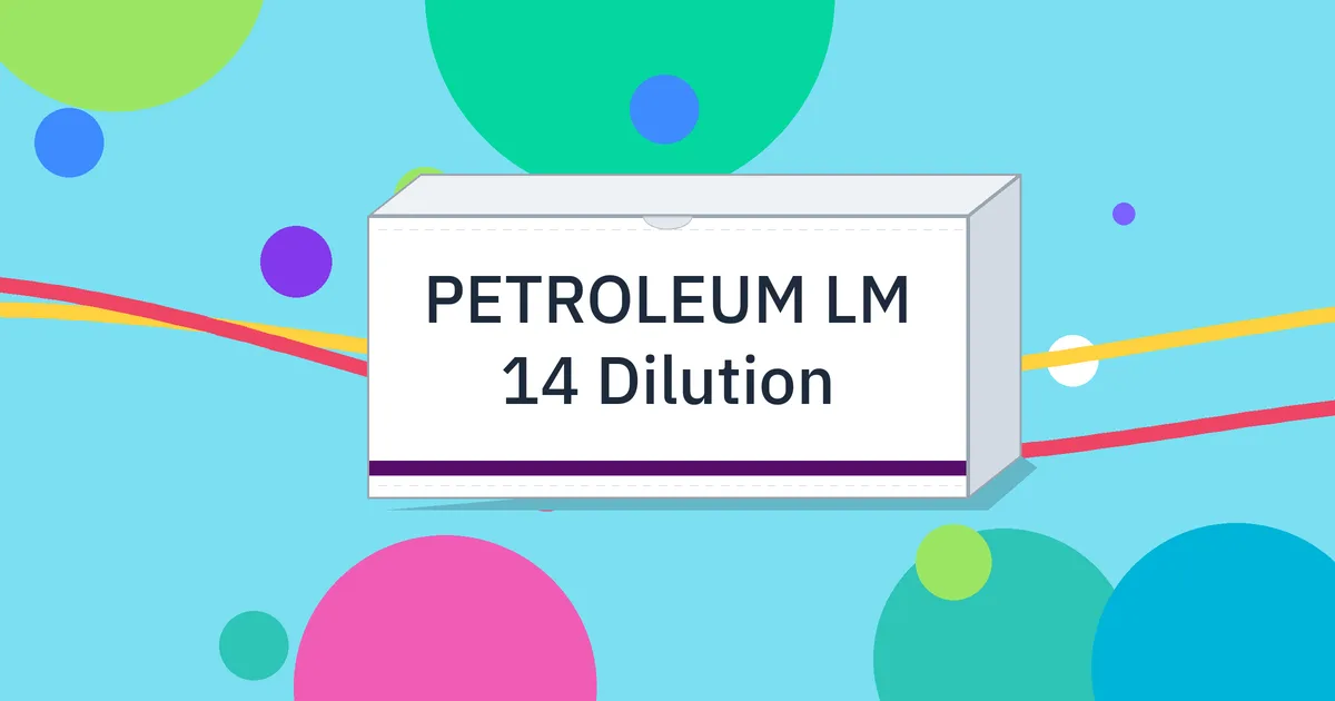 Symbolbild: Packung mit der Aufschrift PETROLEUM LM 14 Dilution (PZN 12977705) – Verfügbarkeit und Bezug in Apotheken in Frankfurt am Main