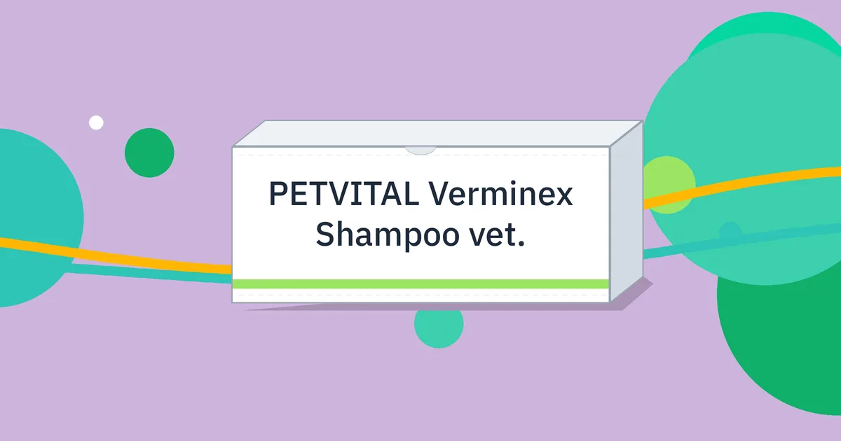 Symbolbild: Packung mit der Aufschrift PETVITAL Verminex Shampoo vet. (PZN 01591397) – Verfügbarkeit und Bezug in Apotheken in Frankfurt am Main