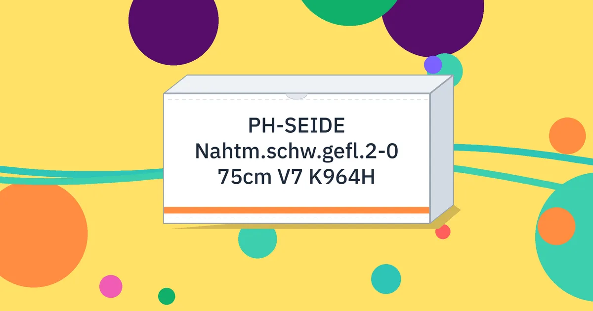 Symbolbild: Packung mit der Aufschrift PH-SEIDE Nahtm.schw.gefl.2-0 75cm V7 K964H (PZN 16812869) – Verfügbarkeit und Bezug in Apotheken in Frankfurt am Main