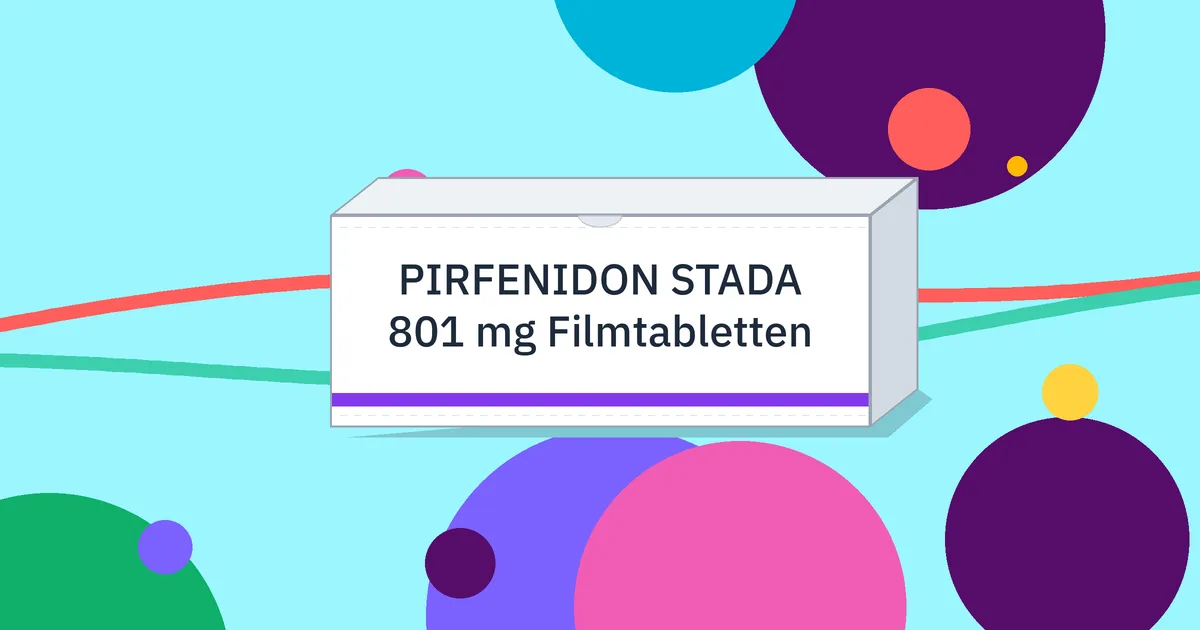 Symbolbild: Packung mit der Aufschrift PIRFENIDON STADA 801 mg Filmtabletten (PZN 18103835) – Verfügbarkeit und Bezug in Apotheken in Frankfurt am Main