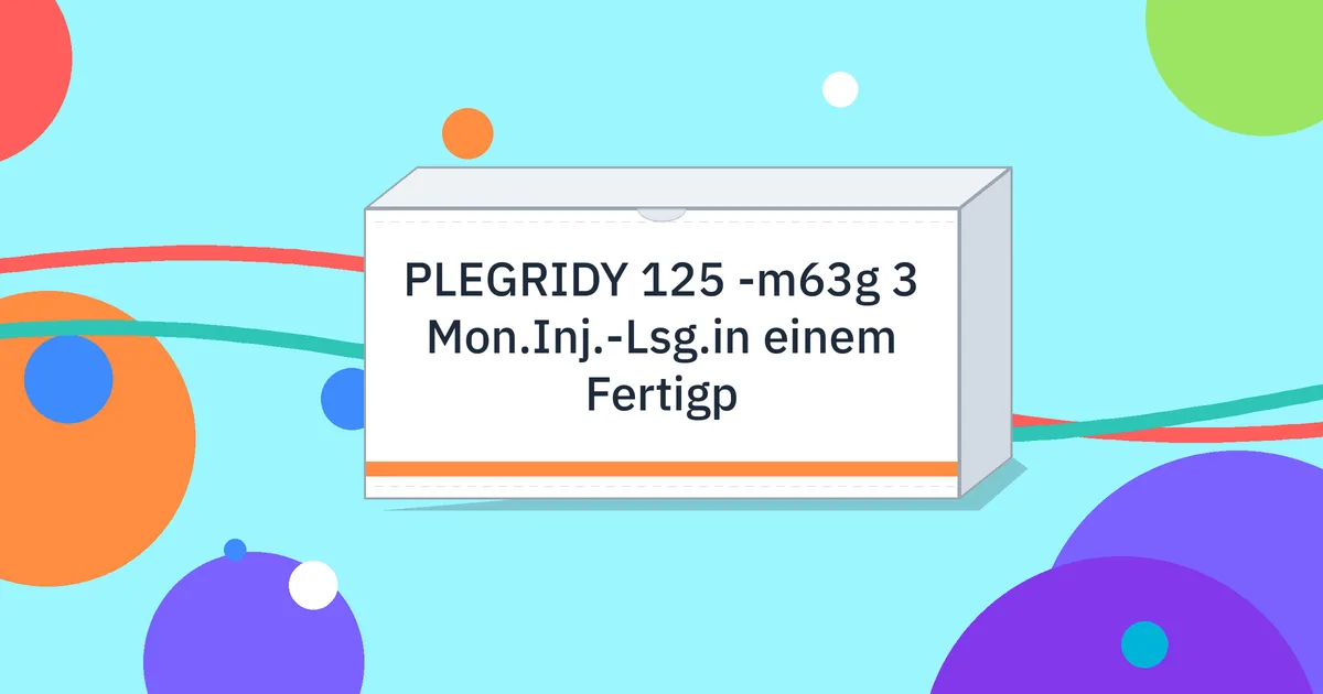 Symbolbild: Packung mit der Aufschrift PLEGRIDY 125 -m63g 3 Mon.Inj.-Lsg.in einem Fertigp (PZN 17919693) – Verfügbarkeit und Bezug in Apotheken in Frankfurt am Main