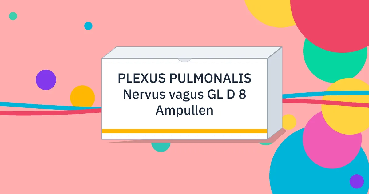 Symbolbild: Packung mit der Aufschrift PLEXUS PULMONALIS Nervus vagus GL D 8 Ampullen (PZN 02952348) – Verfügbarkeit und Bezug in Apotheken in Frankfurt am Main