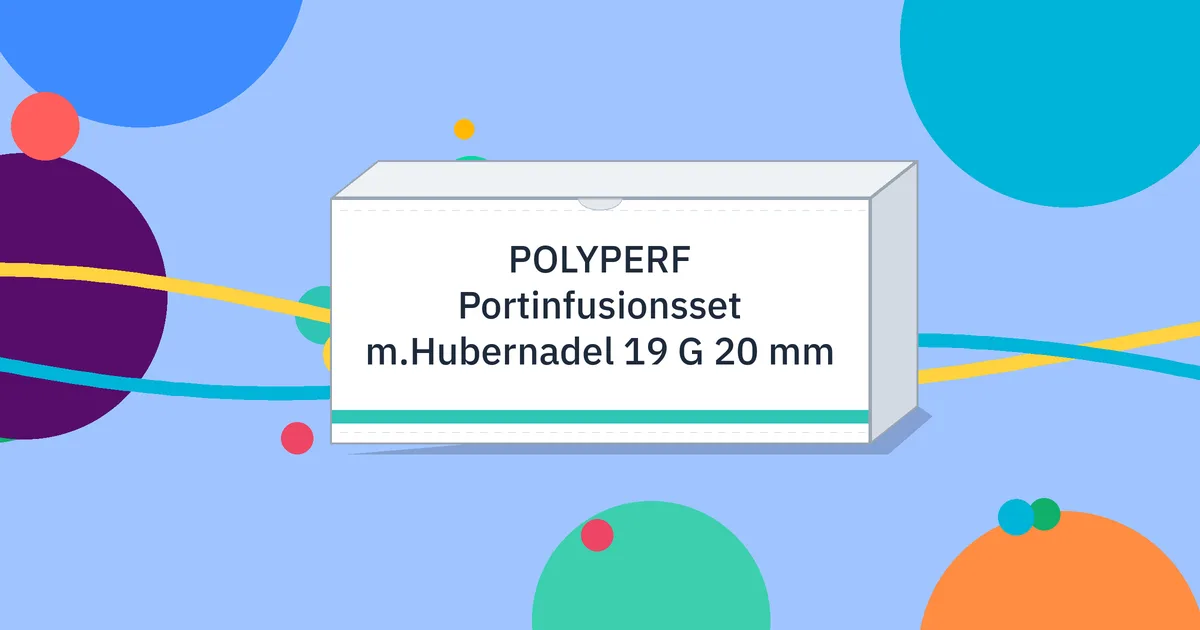 Symbolbild: Packung mit der Aufschrift POLYPERF Portinfusionsset m.Hubernadel 19 G 20 mm (PZN 17527987) – Verfügbarkeit und Bezug in Apotheken in Frankfurt am Main