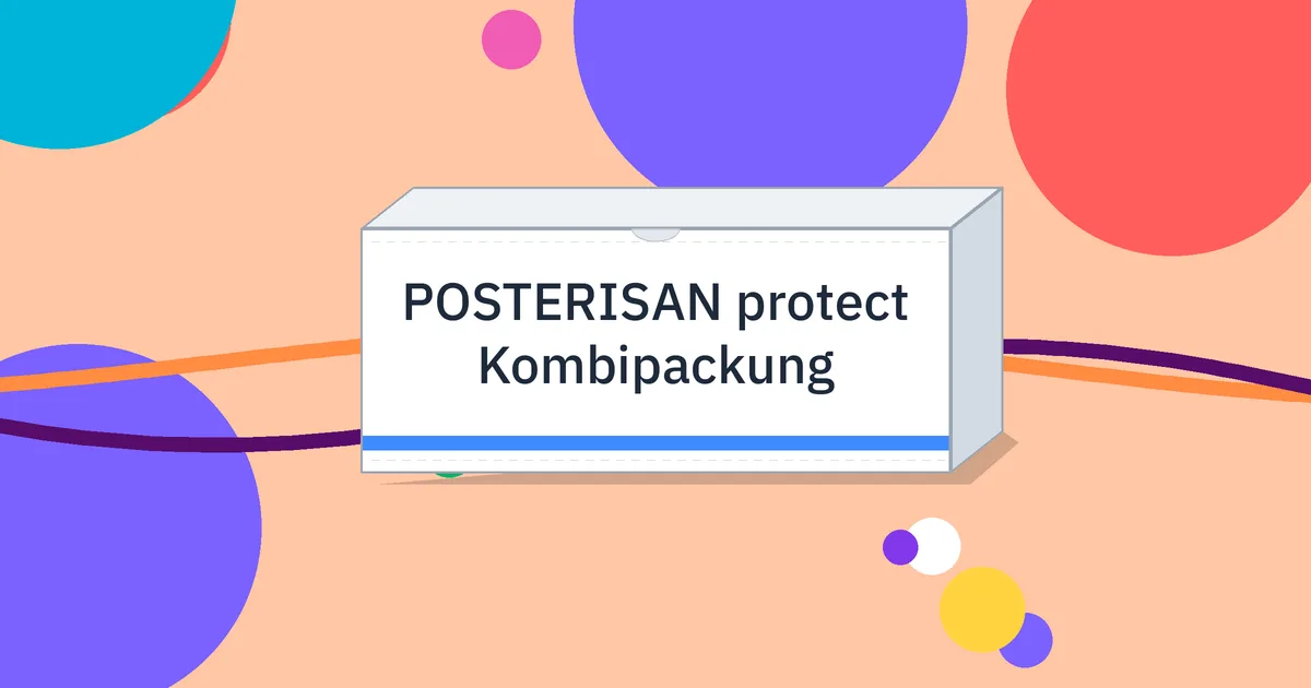 Symbolbild: Packung mit der Aufschrift POSTERISAN protect Kombipackung (PZN 06494026) – Verfügbarkeit und Bezug in Apotheken in Frankfurt am Main