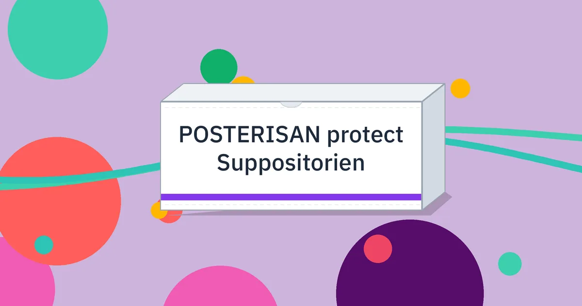 Symbolbild: Packung mit der Aufschrift POSTERISAN protect Suppositorien (PZN 06494032) – Verfügbarkeit und Bezug in Apotheken in Frankfurt am Main