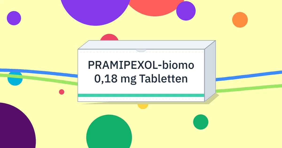 Symbolbild: Packung mit der Aufschrift PRAMIPEXOL-biomo 0,18 mg Tabletten (PZN 07519432) – Verfügbarkeit und Bezug in Apotheken in Frankfurt am Main
