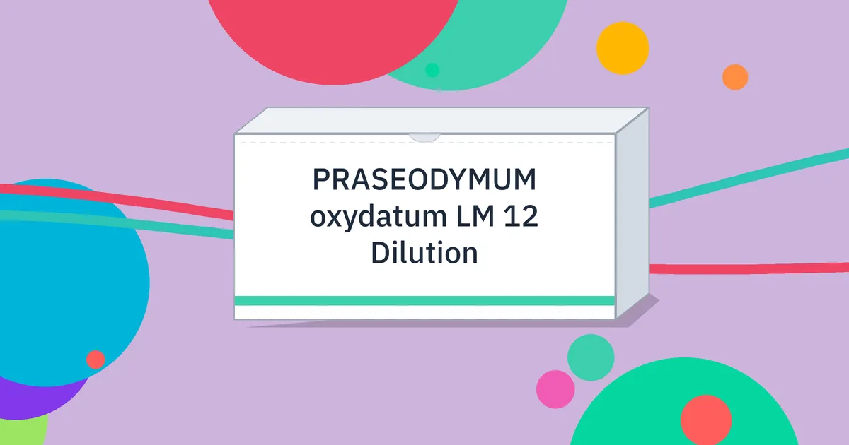 Symbolbild: Packung mit der Aufschrift PRASEODYMUM oxydatum LM 12 Dilution (PZN 13666580) – Verfügbarkeit und Bezug in Apotheken in Frankfurt am Main