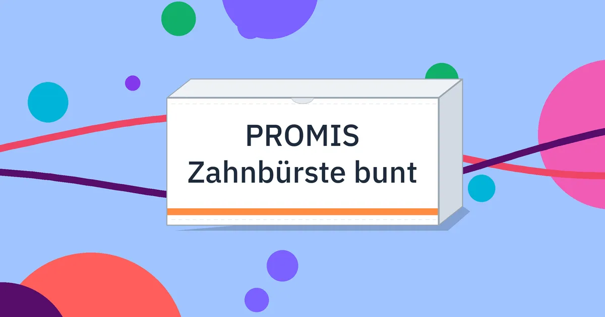 Symbolbild: Packung mit der Aufschrift PROMIS Zahnbürste bunt (PZN 17873726) – Verfügbarkeit und Bezug in Apotheken in Frankfurt am Main