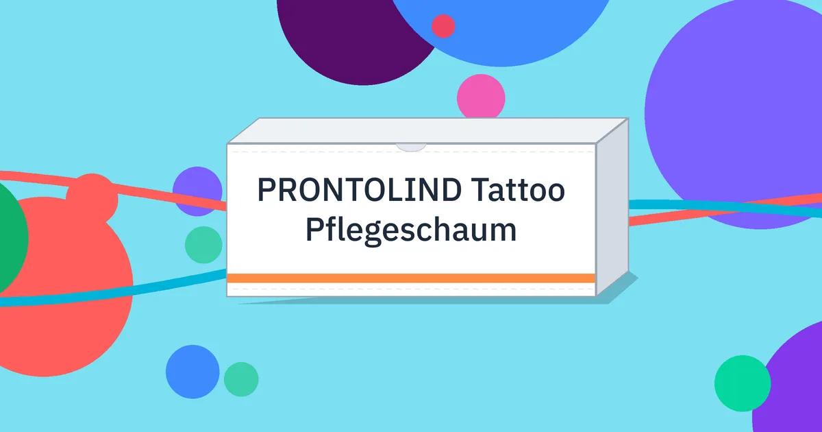 Symbolbild: Packung mit der Aufschrift PRONTOLIND Tattoo Pflegeschaum (PZN 09684661) – Verfügbarkeit und Bezug in Apotheken in Frankfurt am Main