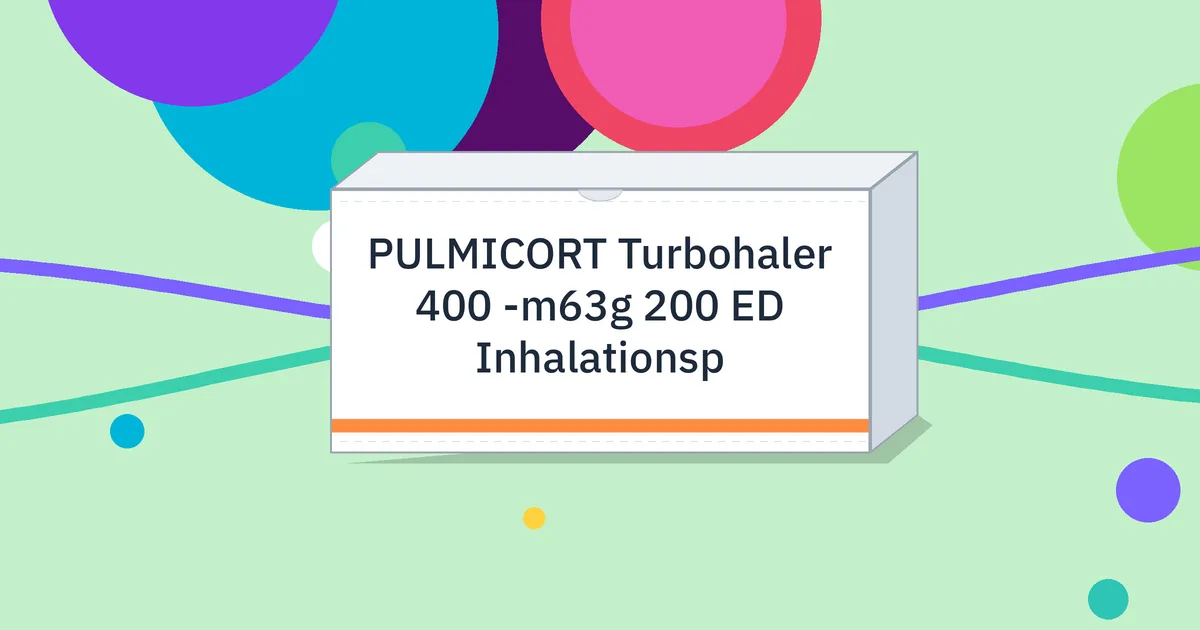 Symbolbild: Packung mit der Aufschrift PULMICORT Turbohaler 400 -m63g 200 ED Inhalationsp (PZN 07727484) – Verfügbarkeit und Bezug in Apotheken in Frankfurt am Main