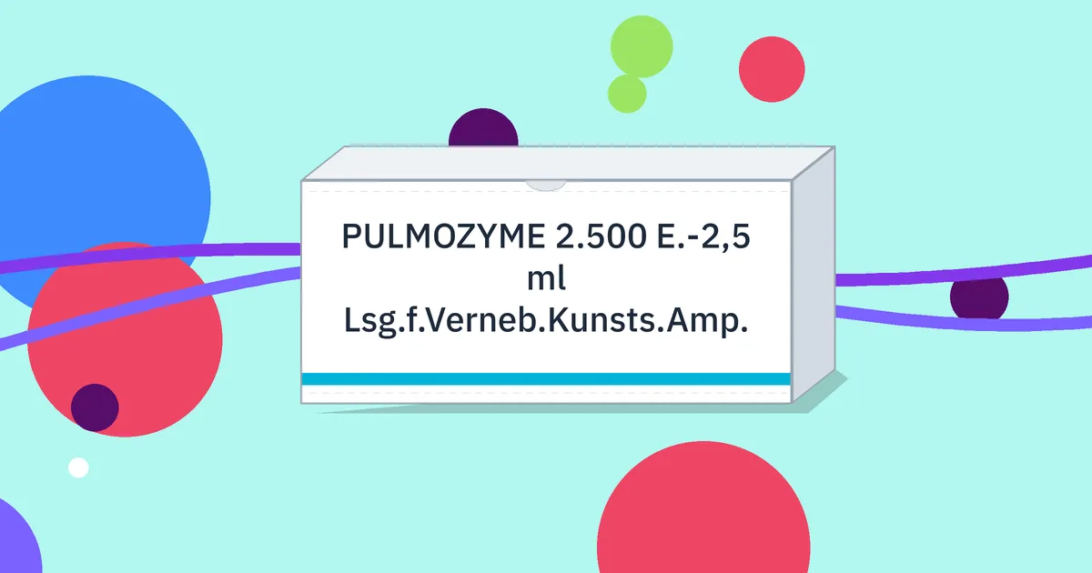 Symbolbild: Packung mit der Aufschrift PULMOZYME 2.500 E.-2,5 ml Lsg.f.Verneb.Kunsts.Amp. (PZN 07117053) – Verfügbarkeit und Bezug in Apotheken in Frankfurt am Main