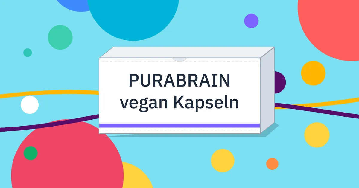 Symbolbild: Packung mit der Aufschrift PURABRAIN vegan Kapseln (PZN 18656416) – Verfügbarkeit und Bezug in Apotheken in Frankfurt am Main