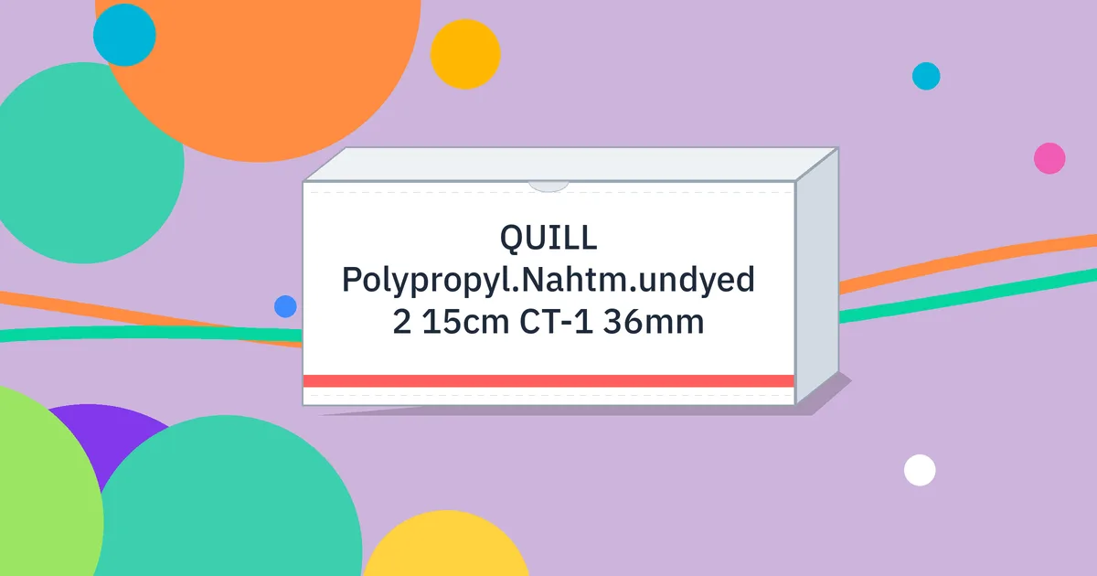 Symbolbild: Packung mit der Aufschrift QUILL Polypropyl.Nahtm.undyed 2 15cm CT-1 36mm (PZN 17990828) – Verfügbarkeit und Bezug in Apotheken in Frankfurt am Main
