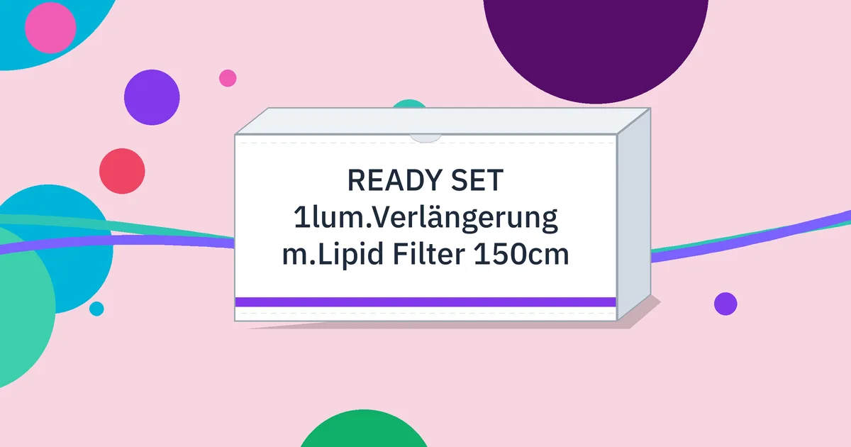 Symbolbild: Packung mit der Aufschrift READY SET 1lum.Verlängerung m.Lipid Filter 150cm (PZN 09380955) – Verfügbarkeit und Bezug in Apotheken in Frankfurt am Main