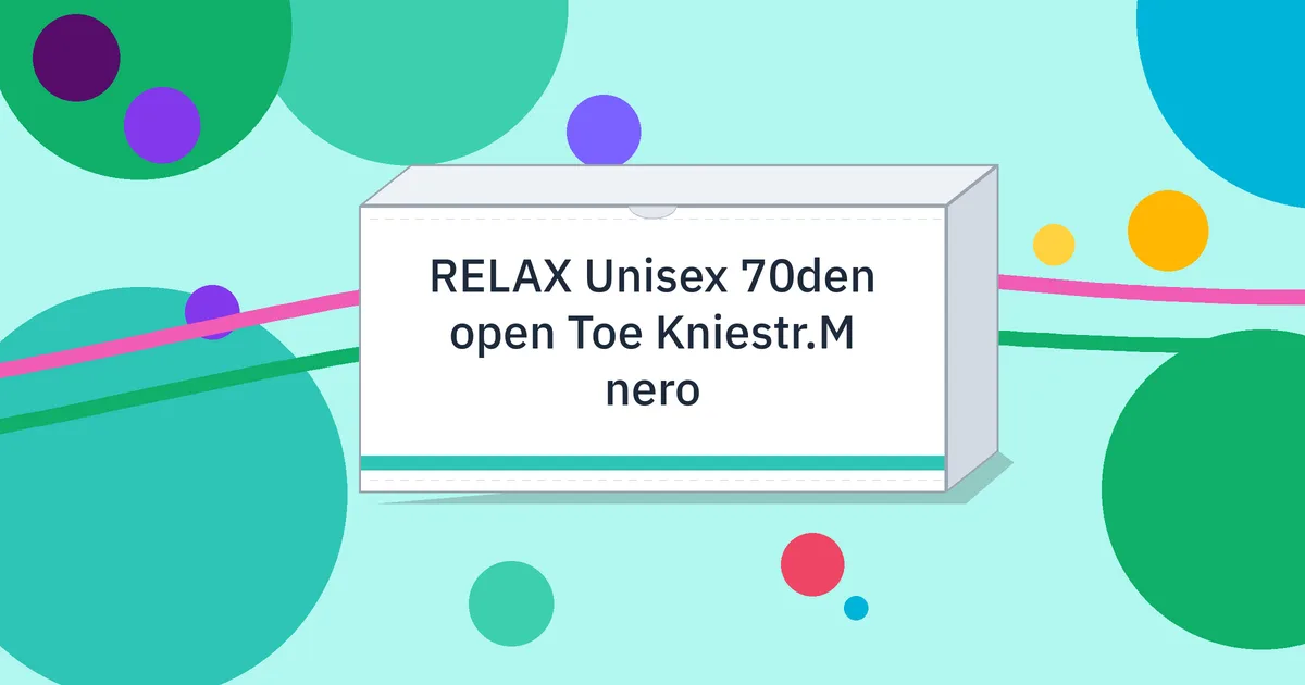Symbolbild: Packung mit der Aufschrift RELAX Unisex 70den open Toe Kniestr.M nero (PZN 16224606) – Verfügbarkeit und Bezug in Apotheken in Frankfurt am Main