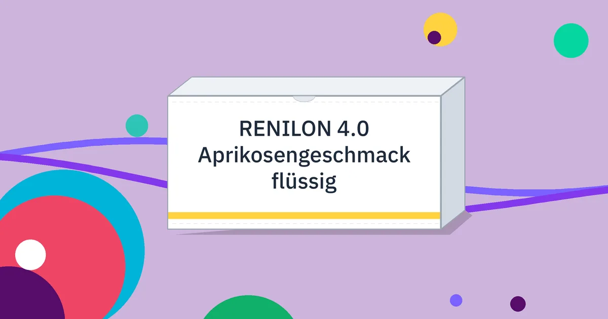 Symbolbild: Packung mit der Aufschrift RENILON 4.0 Aprikosengeschmack flüssig (PZN 07224263) – Verfügbarkeit und Bezug in Apotheken in Frankfurt am Main