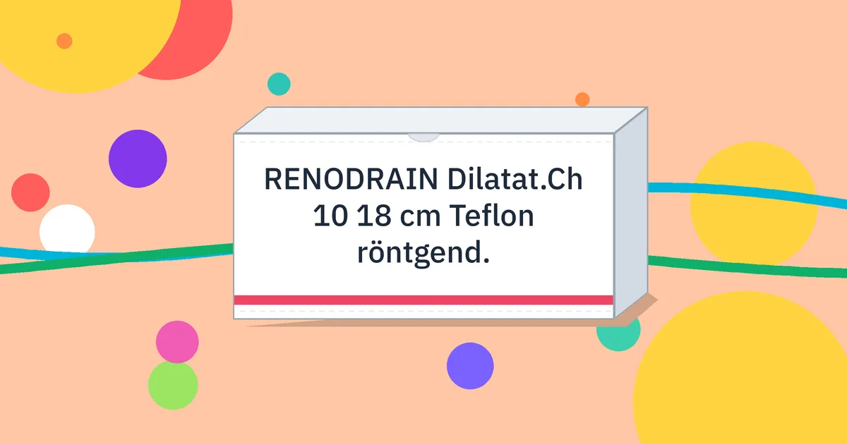 Symbolbild: Packung mit der Aufschrift RENODRAIN Dilatat.Ch 10 18 cm Teflon röntgend. (PZN 00444688) – Verfügbarkeit und Bezug in Apotheken in Frankfurt am Main