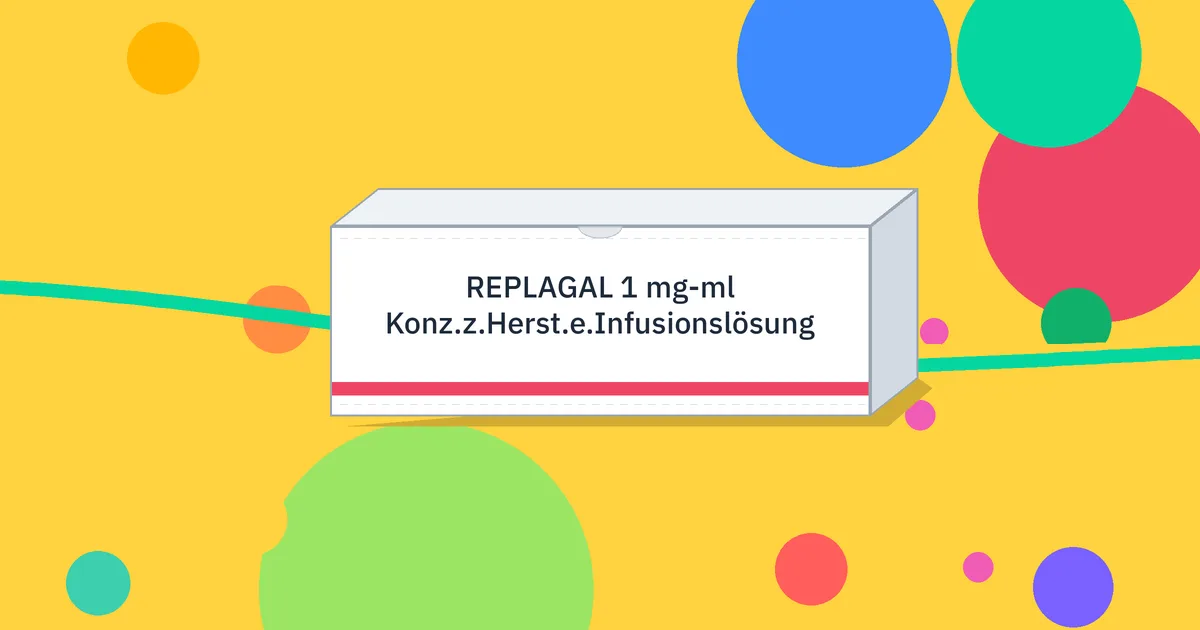 Symbolbild: Packung mit der Aufschrift REPLAGAL 1 mg-ml Konz.z.Herst.e.Infusionslösung (PZN 11873180) – Verfügbarkeit und Bezug in Apotheken in Frankfurt am Main