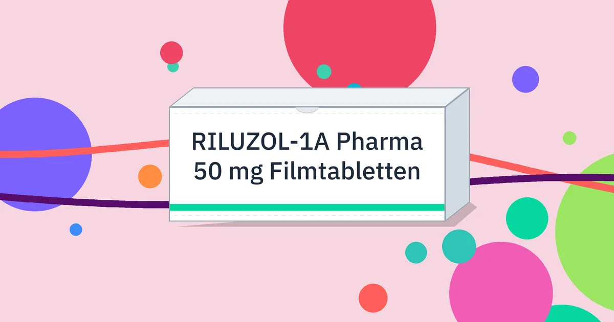 Symbolbild: Packung mit der Aufschrift RILUZOL-1A Pharma 50 mg Filmtabletten (PZN 13346579) – Verfügbarkeit und Bezug in Apotheken in Frankfurt am Main