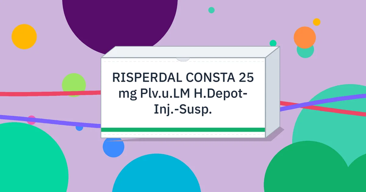 Symbolbild: Packung mit der Aufschrift RISPERDAL CONSTA 25 mg Plv.u.LM H.Depot-Inj.-Susp. (PZN 00822676) – Verfügbarkeit und Bezug in Apotheken in Frankfurt am Main