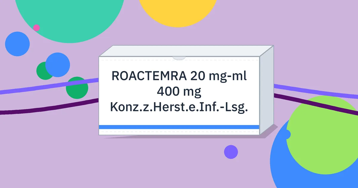 Symbolbild: Packung mit der Aufschrift ROACTEMRA 20 mg-ml 400 mg Konz.z.Herst.e.Inf.-Lsg. (PZN 10536925) – Verfügbarkeit und Bezug in Apotheken in Frankfurt am Main
