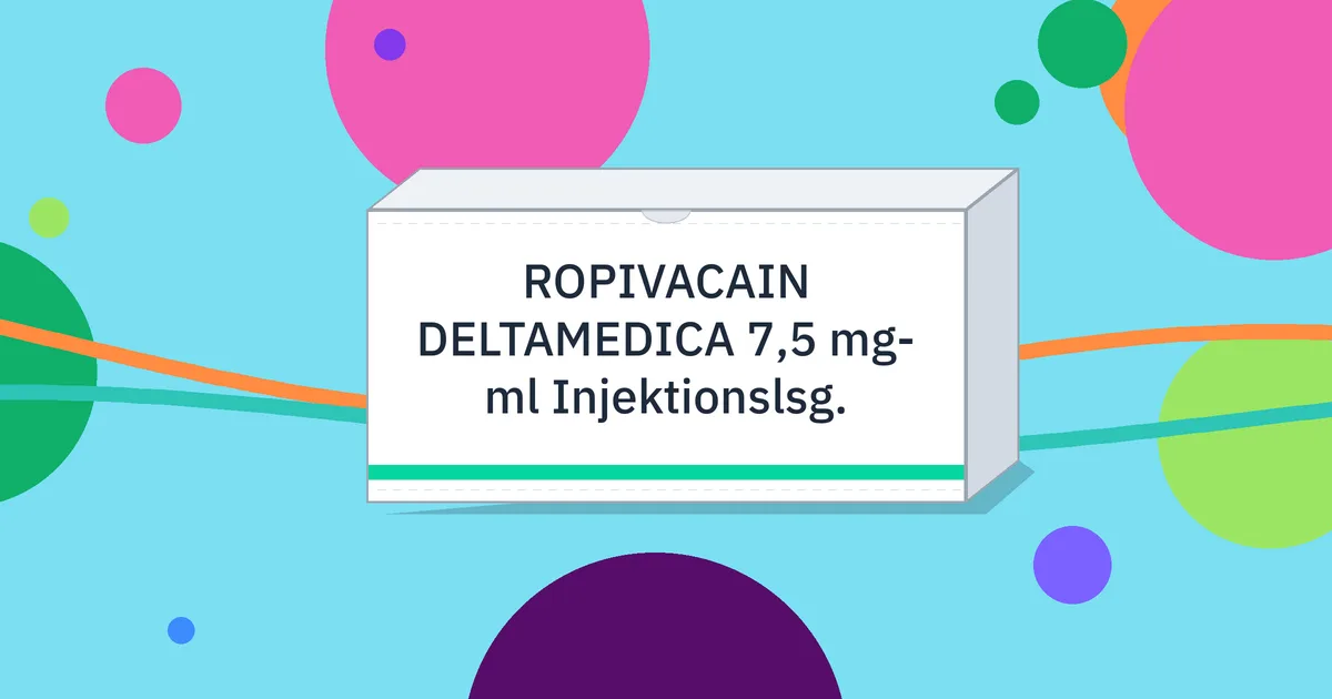Symbolbild: Packung mit der Aufschrift ROPIVACAIN DELTAMEDICA 7,5 mg-ml Injektionslsg. (PZN 13158211) – Verfügbarkeit und Bezug in Apotheken in Frankfurt am Main