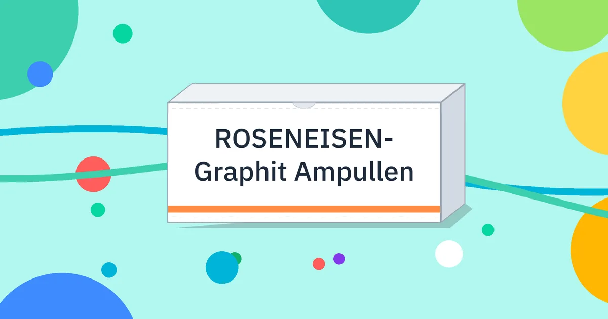Symbolbild: Packung mit der Aufschrift ROSENEISEN-Graphit Ampullen (PZN 01752021) – Verfügbarkeit und Bezug in Apotheken in Frankfurt am Main