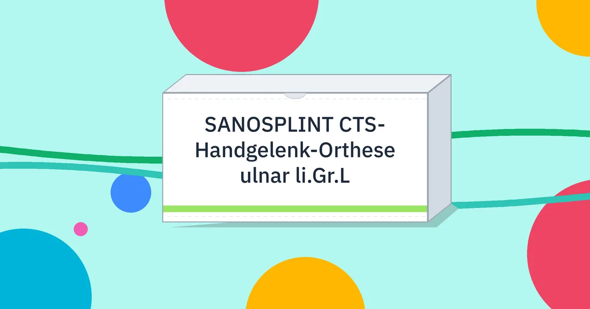 Symbolbild: Packung mit der Aufschrift SANOSPLINT CTS-Handgelenk-Orthese ulnar li.Gr.L (PZN 11281166) – Verfügbarkeit und Bezug in Apotheken in Frankfurt am Main
