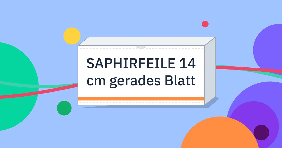 Symbolbild: Packung mit der Aufschrift SAPHIRFEILE 14 cm gerades Blatt (PZN 17288270) – Verfügbarkeit und Bezug in Apotheken in Frankfurt am Main