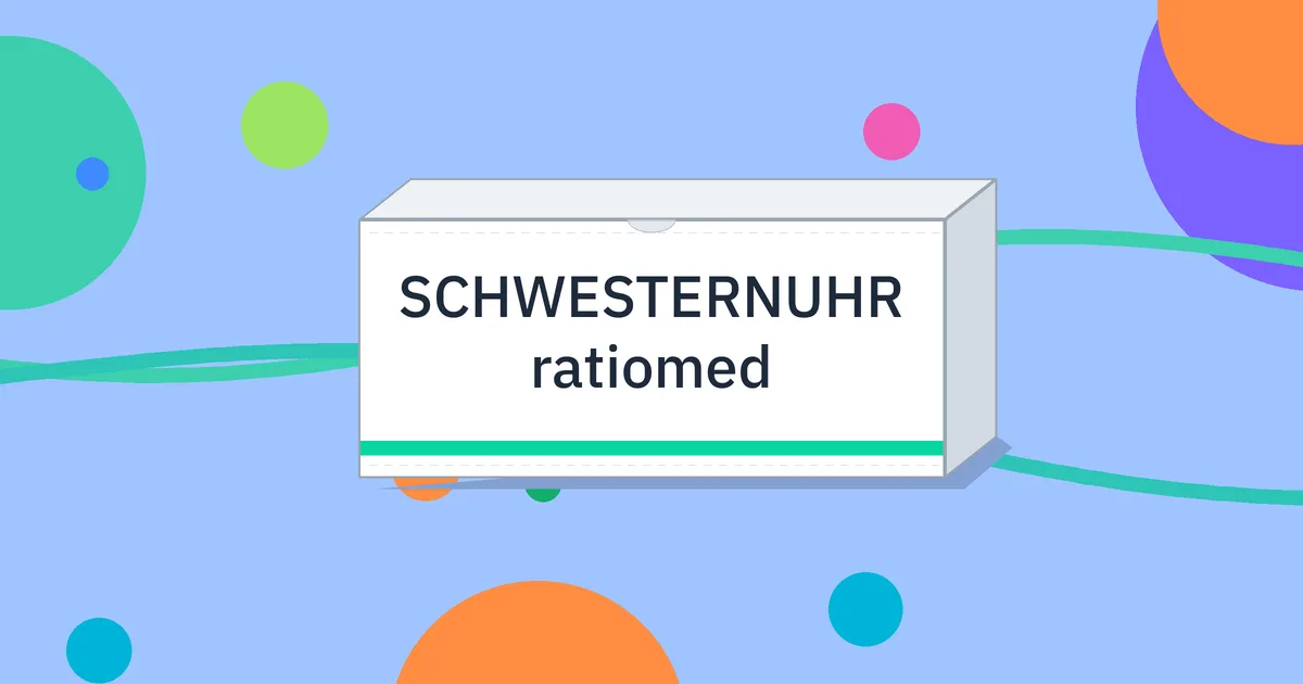 Symbolbild: Packung mit der Aufschrift SCHWESTERNUHR ratiomed (PZN 00634880) – Verfügbarkeit und Bezug in Apotheken in Frankfurt am Main