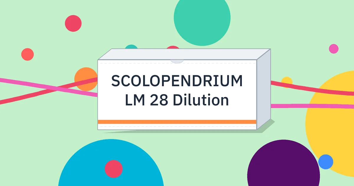 Symbolbild: Packung mit der Aufschrift SCOLOPENDRIUM LM 28 Dilution (PZN 13690615) – Verfügbarkeit und Bezug in Apotheken in Frankfurt am Main