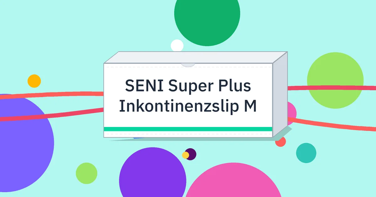 Symbolbild: Packung mit der Aufschrift SENI Super Plus Inkontinenzslip M (PZN 01405578) – Verfügbarkeit und Bezug in Apotheken in Frankfurt am Main