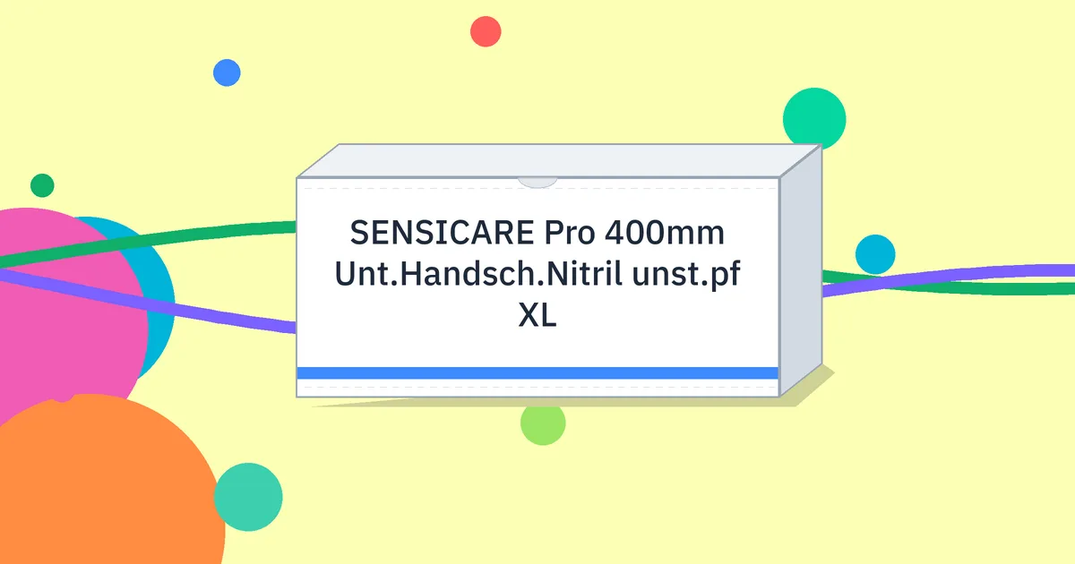Symbolbild: Packung mit der Aufschrift SENSICARE Pro 400mm Unt.Handsch.Nitril unst.pf XL (PZN 20205856) – Verfügbarkeit und Bezug in Apotheken in Frankfurt am Main