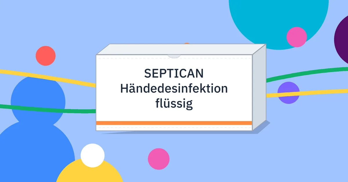 Symbolbild: Packung mit der Aufschrift SEPTICAN Händedesinfektion flüssig (PZN 15584136) – Verfügbarkeit und Bezug in Apotheken in Frankfurt am Main