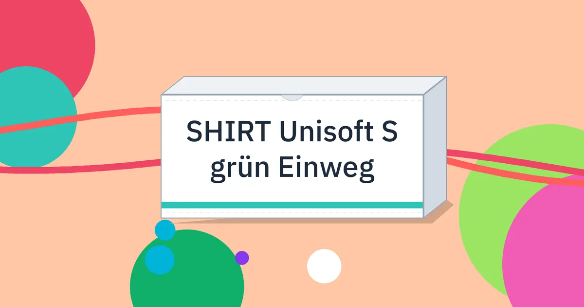 Symbolbild: Packung mit der Aufschrift SHIRT Unisoft S grün Einweg (PZN 04703661) – Verfügbarkeit und Bezug in Apotheken in Frankfurt am Main