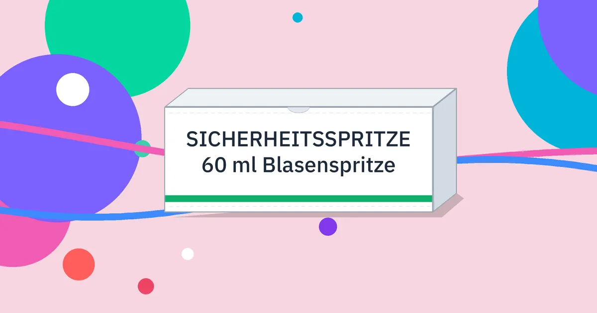 Symbolbild: Packung mit der Aufschrift SICHERHEITSSPRITZE 60 ml Blasenspritze (PZN 12386884) – Verfügbarkeit und Bezug in Apotheken in Frankfurt am Main