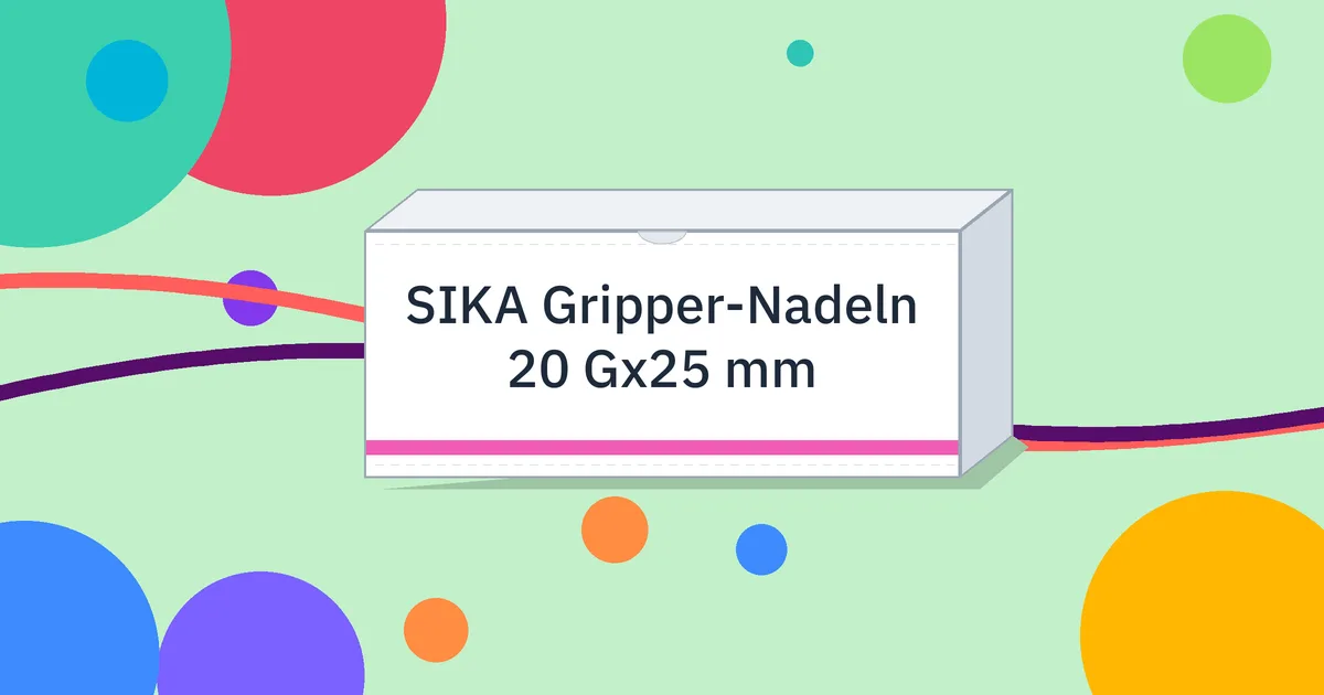 Symbolbild: Packung mit der Aufschrift SIKA Gripper-Nadeln 20 Gx25 mm (PZN 17884055) – Verfügbarkeit und Bezug in Apotheken in Frankfurt am Main
