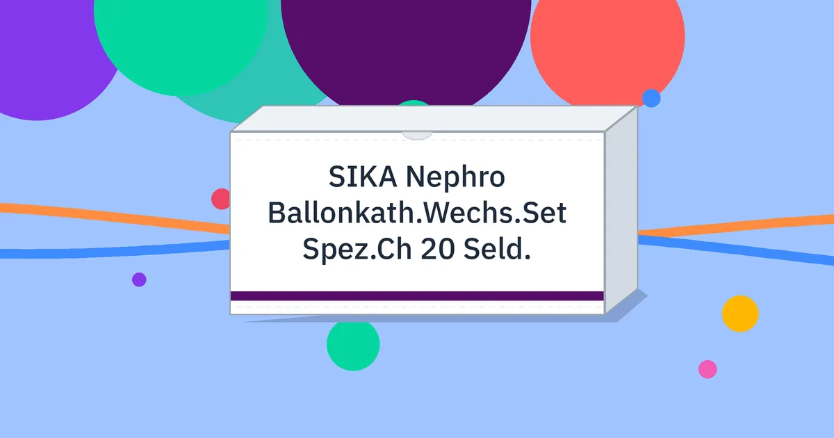 Symbolbild: Packung mit der Aufschrift SIKA Nephro Ballonkath.Wechs.Set Spez.Ch 20 Seld. (PZN 03409534) – Verfügbarkeit und Bezug in Apotheken in Frankfurt am Main
