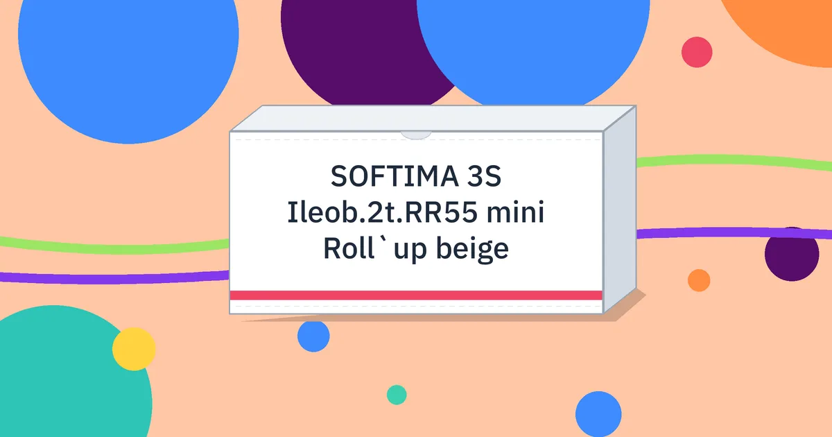 Symbolbild: Packung mit der Aufschrift SOFTIMA 3S Ileob.2t.RR55 mini Roll`up beige (PZN 04763373) – Verfügbarkeit und Bezug in Apotheken in Frankfurt am Main