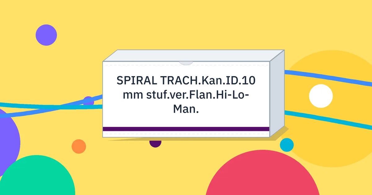 Symbolbild: Packung mit der Aufschrift SPIRAL TRACH.Kan.ID.10 mm stuf.ver.Flan.Hi-Lo-Man. (PZN 03379827) – Verfügbarkeit und Bezug in Apotheken in Frankfurt am Main