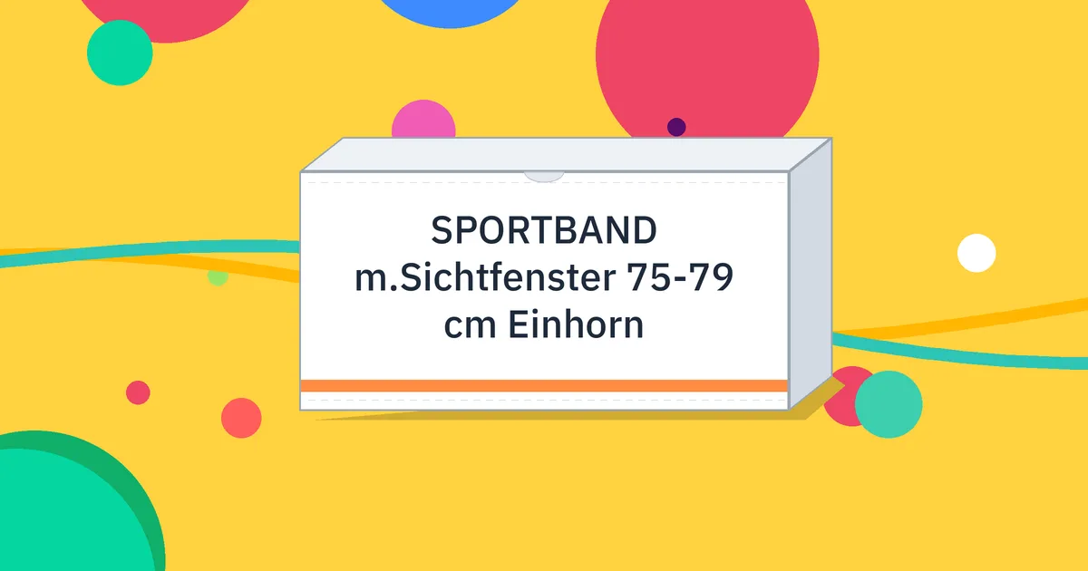 Symbolbild: Packung mit der Aufschrift SPORTBAND m.Sichtfenster 75-79 cm Einhorn (PZN 17837268) – Verfügbarkeit und Bezug in Apotheken in Frankfurt am Main