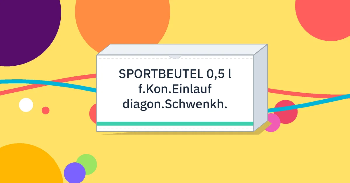 Symbolbild: Packung mit der Aufschrift SPORTBEUTEL 0,5 l f.Kon.Einlauf diagon.Schwenkh. (PZN 06097176) – Verfügbarkeit und Bezug in Apotheken in Frankfurt am Main