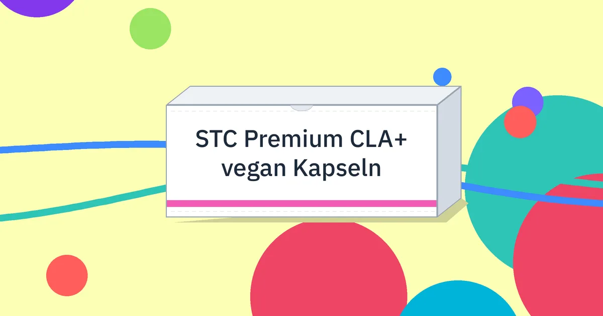 Symbolbild: Packung mit der Aufschrift STC Premium CLA+ vegan Kapseln (PZN 15392112) – Verfügbarkeit und Bezug in Apotheken in Frankfurt am Main