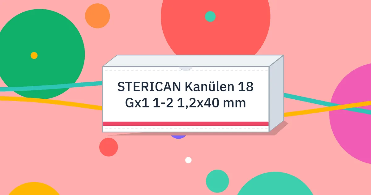 Symbolbild: Packung mit der Aufschrift STERICAN Kanülen 18 Gx1 1-2 1,2x40 mm (PZN 19531125) – Verfügbarkeit und Bezug in Apotheken in Frankfurt am Main