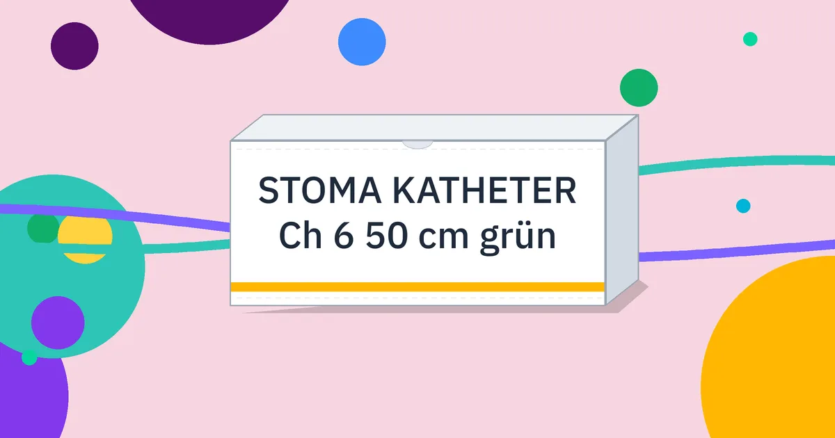 Symbolbild: Packung mit der Aufschrift STOMA KATHETER Ch 6 50 cm grün (PZN 10045854) – Verfügbarkeit und Bezug in Apotheken in Frankfurt am Main