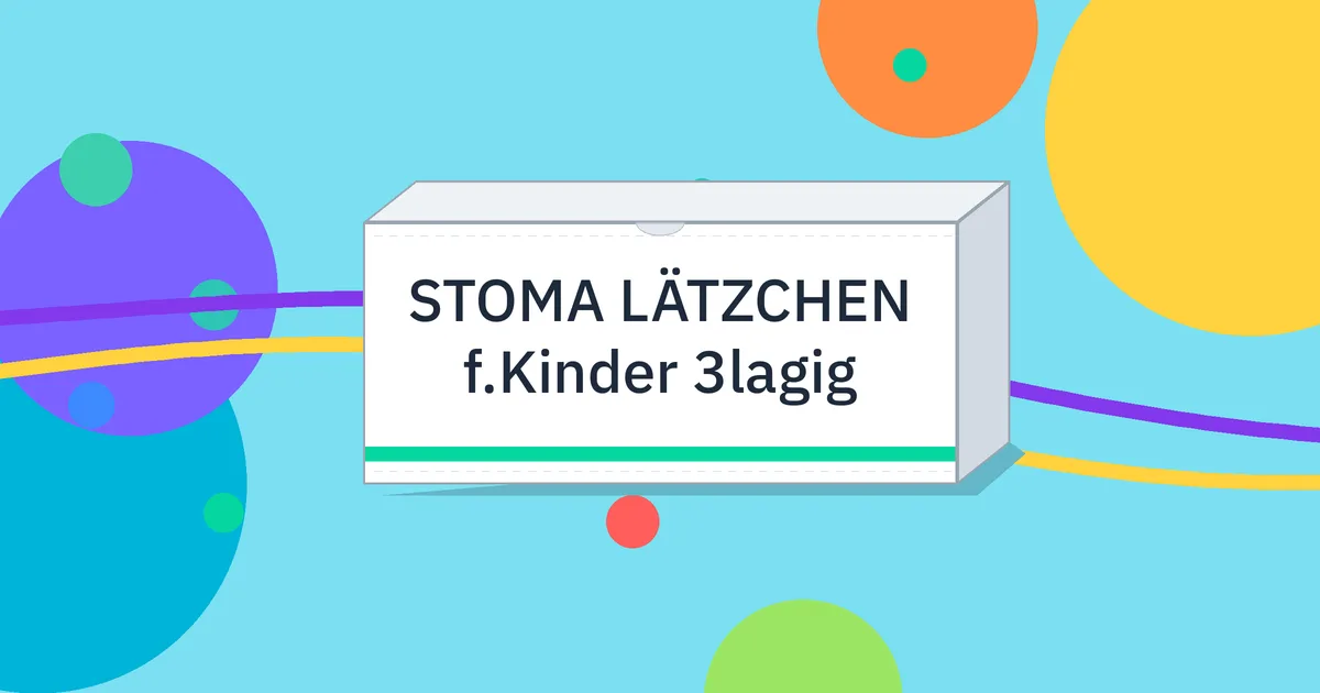 Symbolbild: Packung mit der Aufschrift STOMA LÄTZCHEN f.Kinder 3lagig (PZN 09489557) – Verfügbarkeit und Bezug in Apotheken in Frankfurt am Main